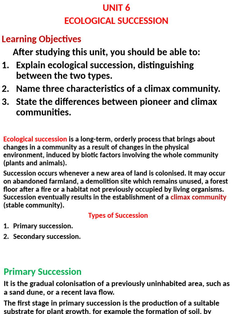 Section 2 - Unit 6 (Ecological Succession) | PDF | Forests | Habitat