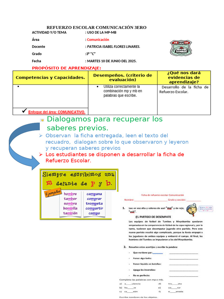 Refuerzo Escolar Comunicación 3ero Uso MP y NB | PDF | Aprendizaje