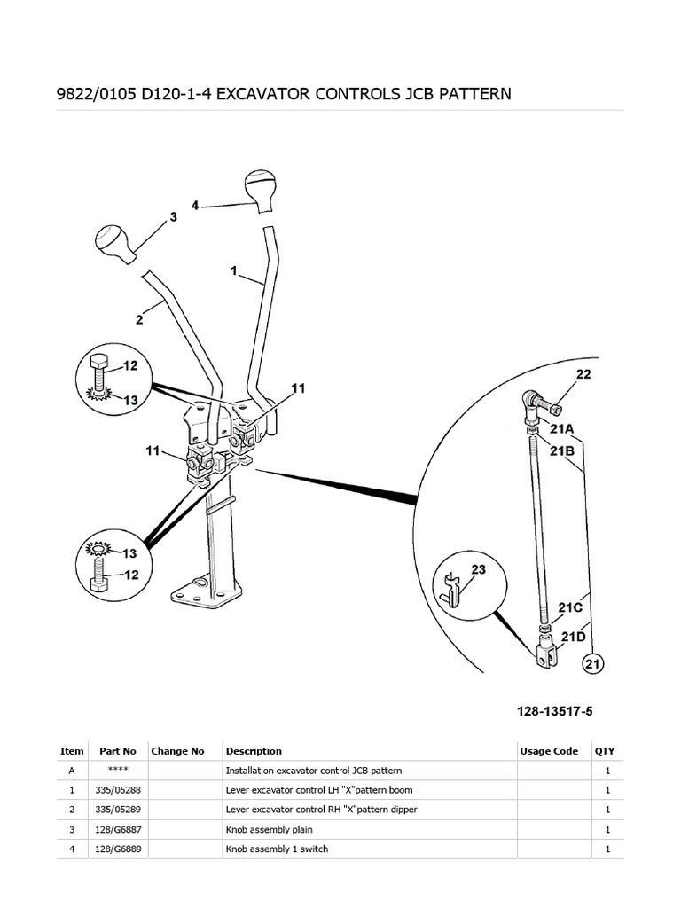 9822 - 0105 D120-1-4 Excavator Controls JCB Pattern | PDF ...
