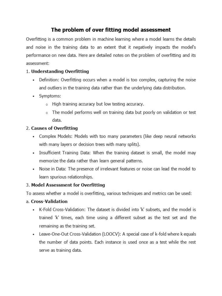 04 The Problem of Over Fitting Model Assessment | PDF | Cross Validation (Statistics) | Algorithms