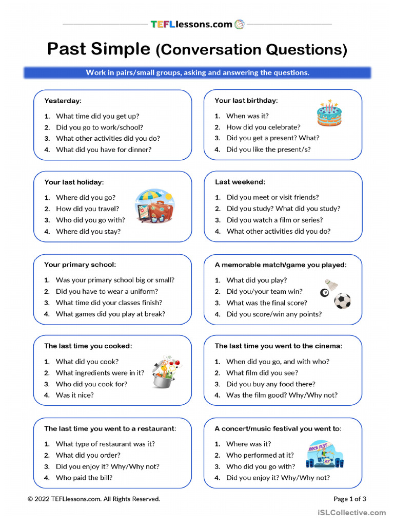 Past Simple Conversation Activity | PDF