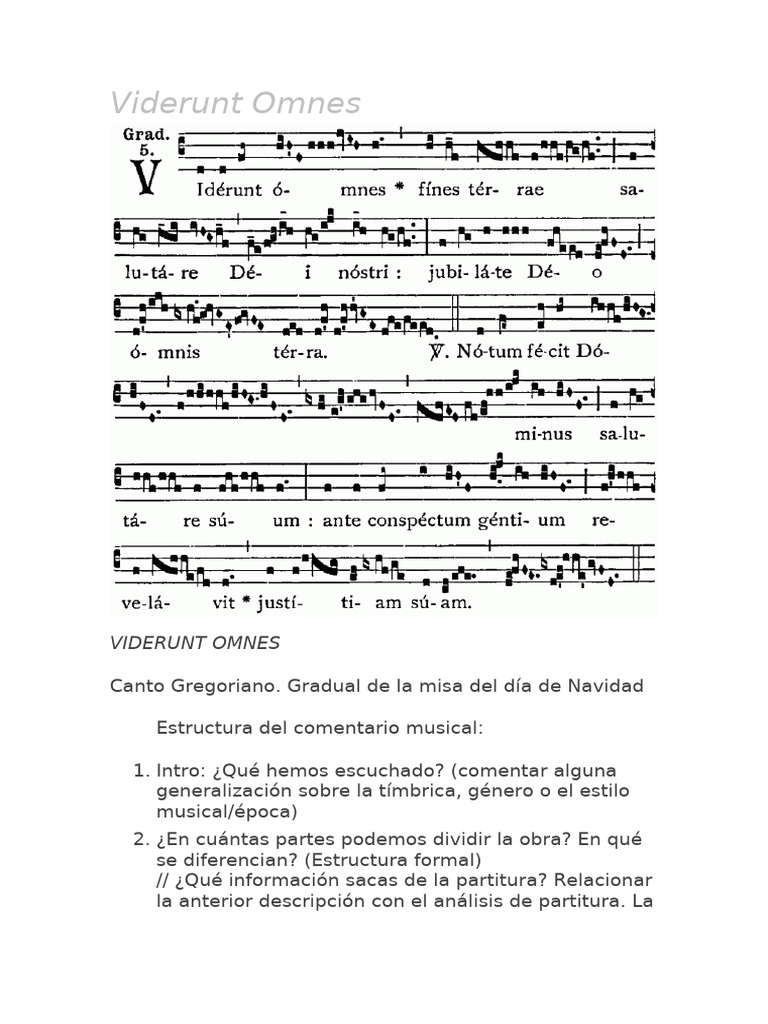 Análisis del Viderunt Omnes Gregoriano | PDF | Canto gregoriano ...