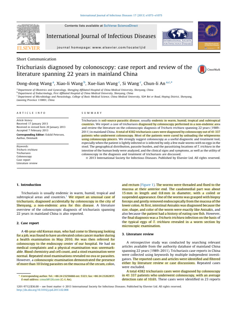 Trichuris Trichiura - Colonoscopia Subrayado | PDF | Gastroenterology ...