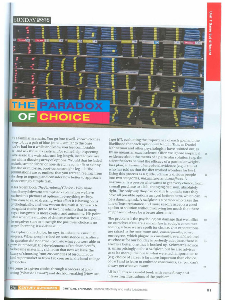 The Paradox of Choice | PDF