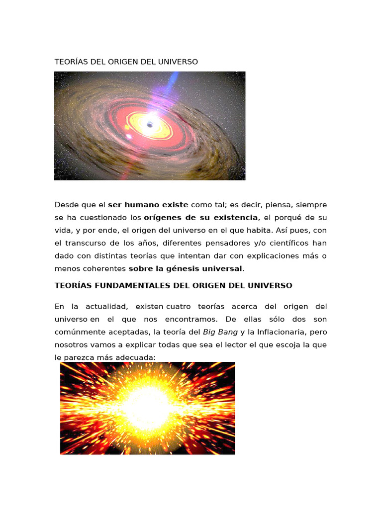 Teorías del Origen del Universo | PDF | Universo | Big Bang
