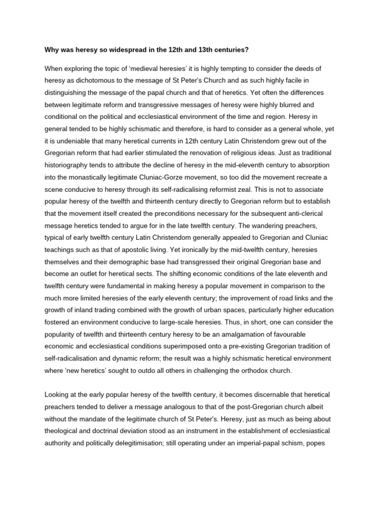 Why Was Heresy So Widespread in The 12th and 13th Centuries | PDF ...