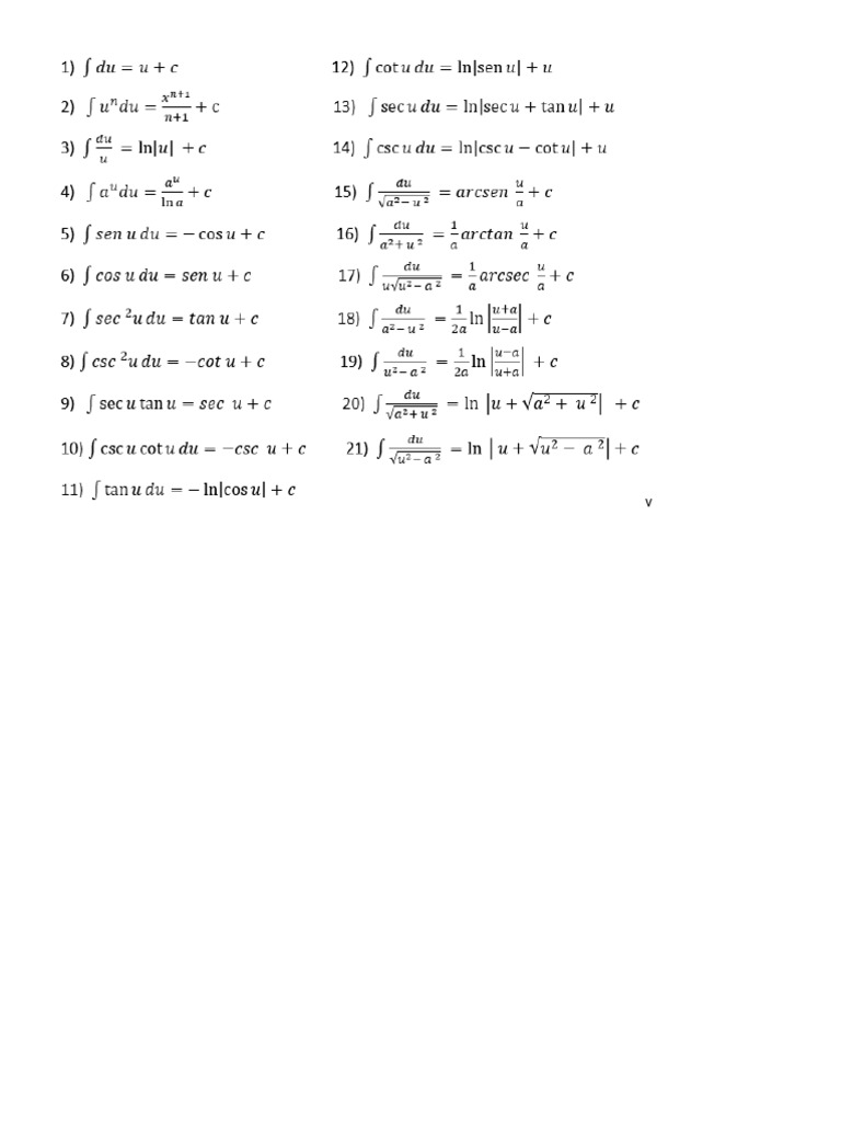Formulario Integrales | PDF