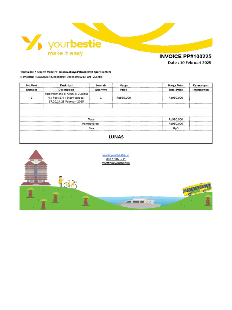Invoice PP 100225 Lunas | PDF