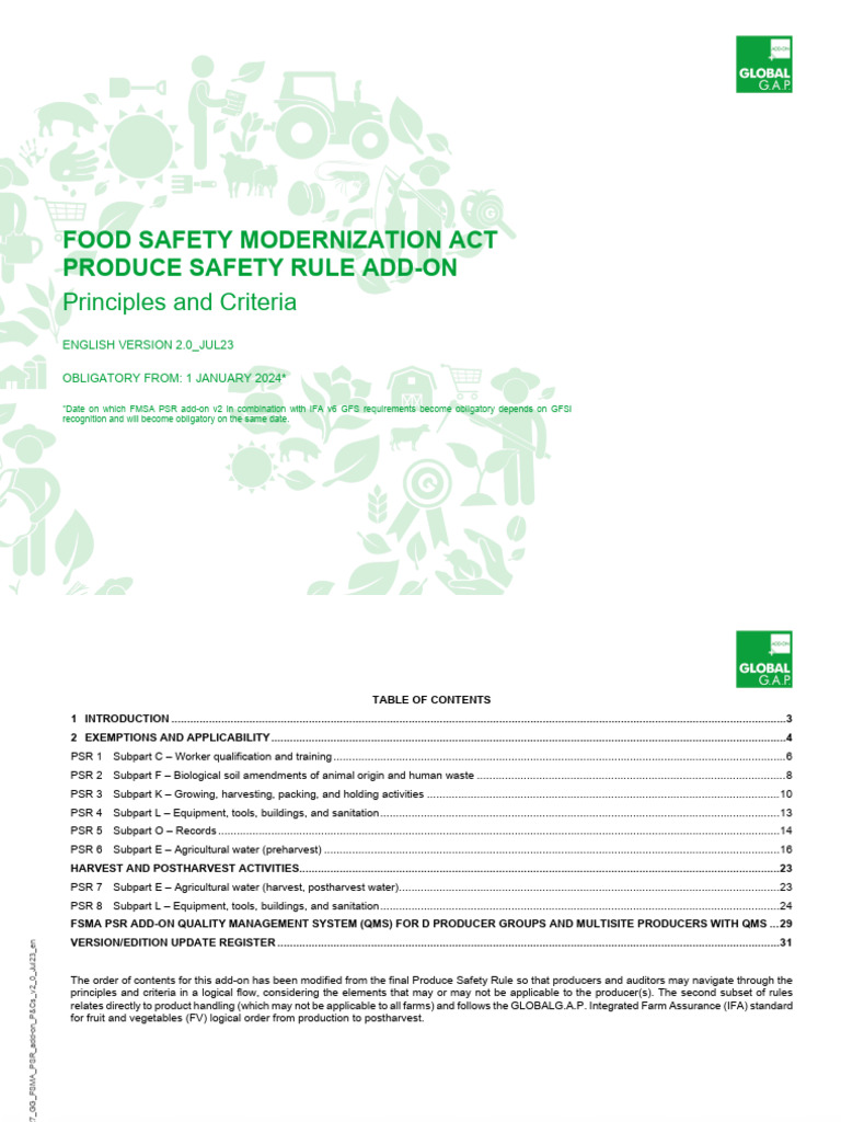 FSMA Produce Safety Rule Add-On Guide | PDF | Food Safety | Vegan Cuisine