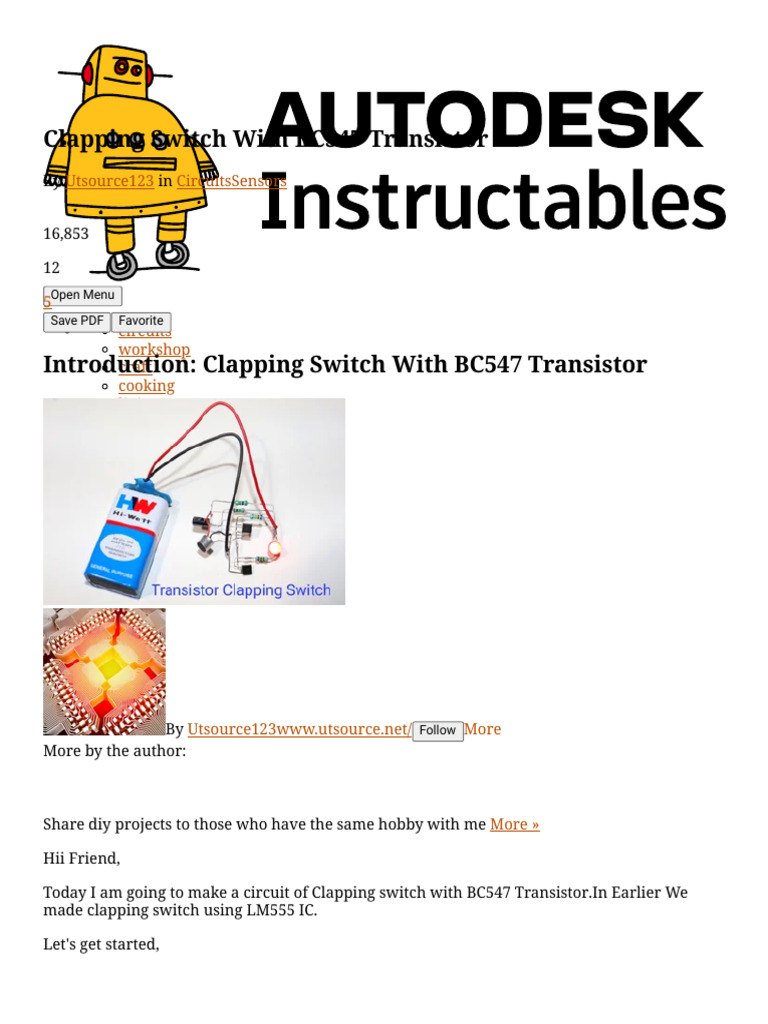Clapping Switch With BC547 Transistor - 14 Steps - Instructables | PDF ...