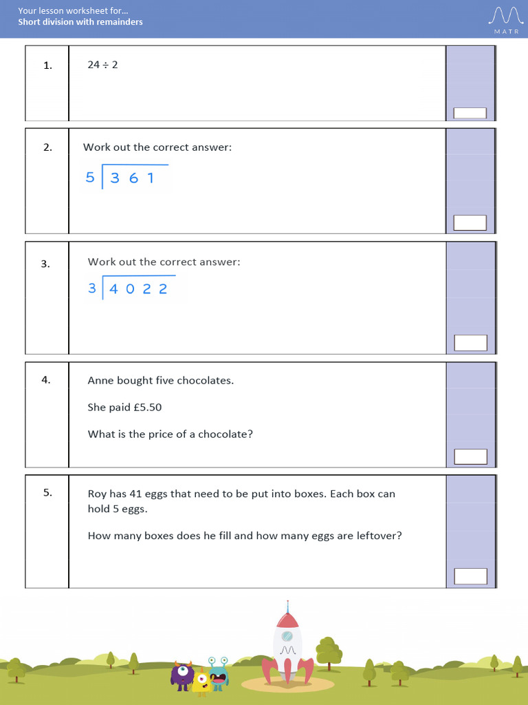Short Division With Remainders | PDF