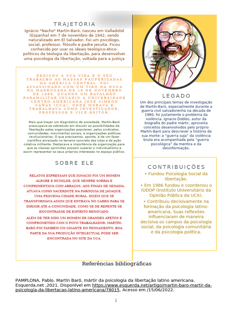 Martin Baró Biografia | PDF | Psicologia | Psicologia Social