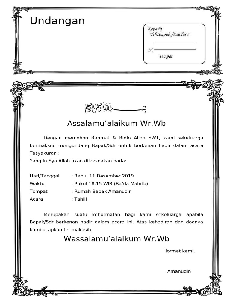 Undangan Dengan Bingkai | PDF