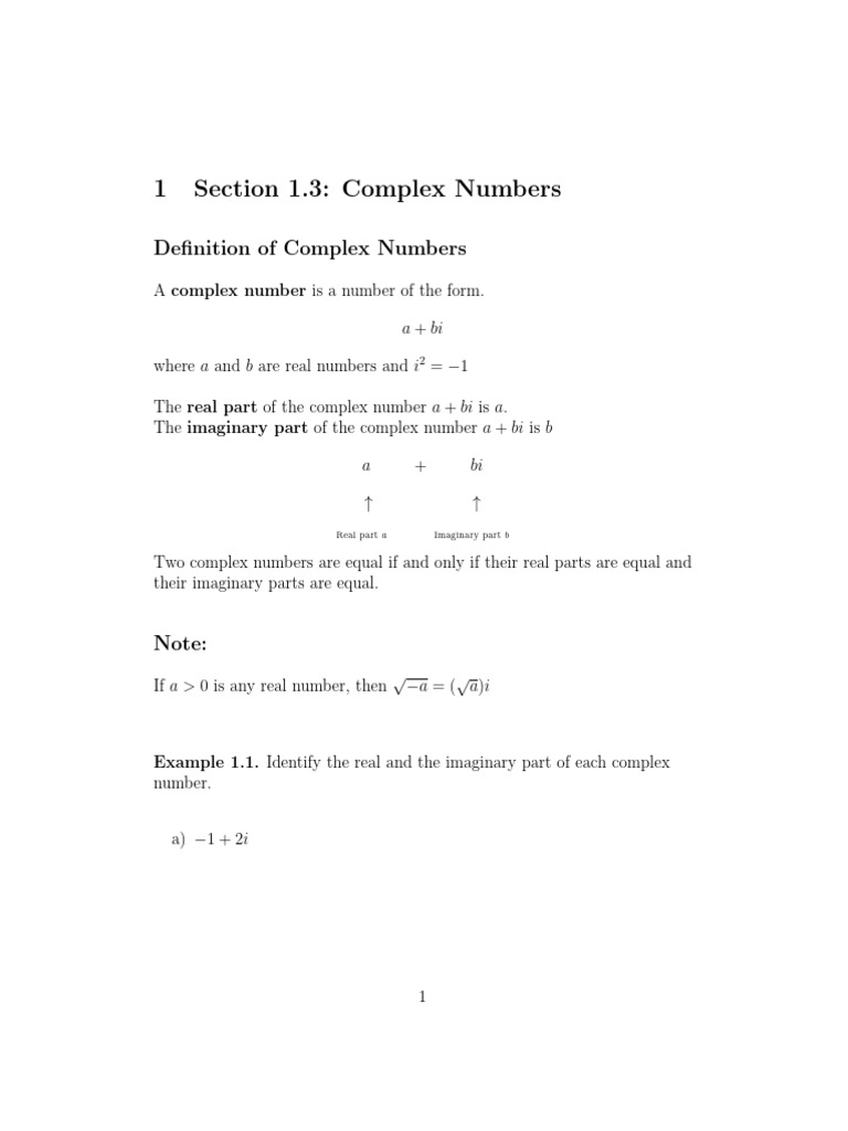 Section1.3 Complex Numbers | PDF