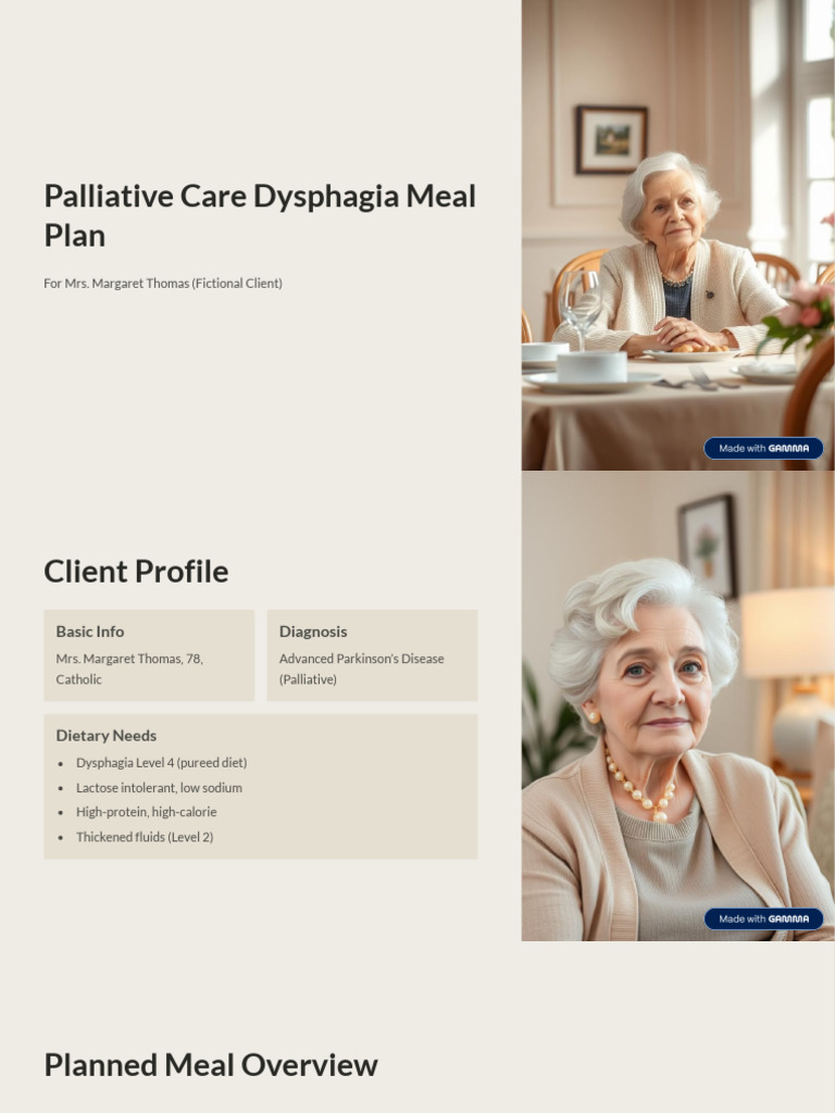 Palliative Care Dysphagia Meal Plan | PDF