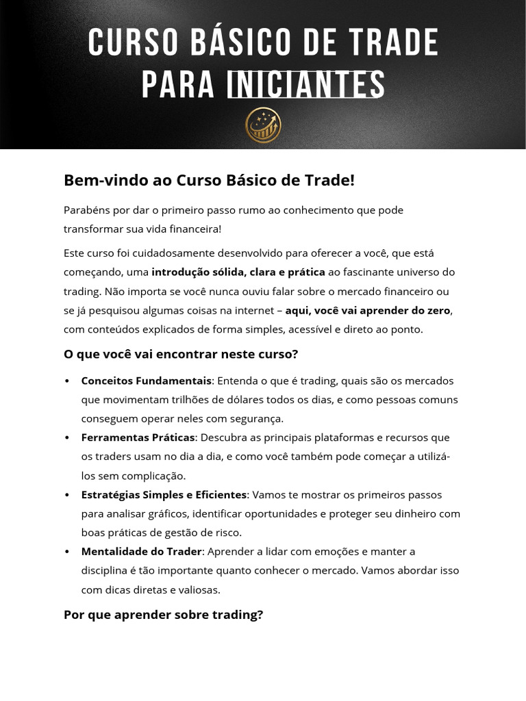 Curso Básico de Trading para Iniciantes | PDF | Aprendizado | Análise ...