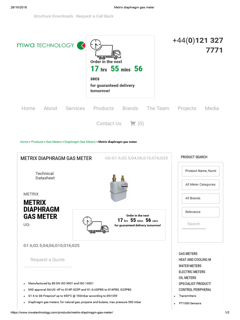 Metrix Diaphragm Gas Meters Overview | PDF | Gas Technologies | Equipment