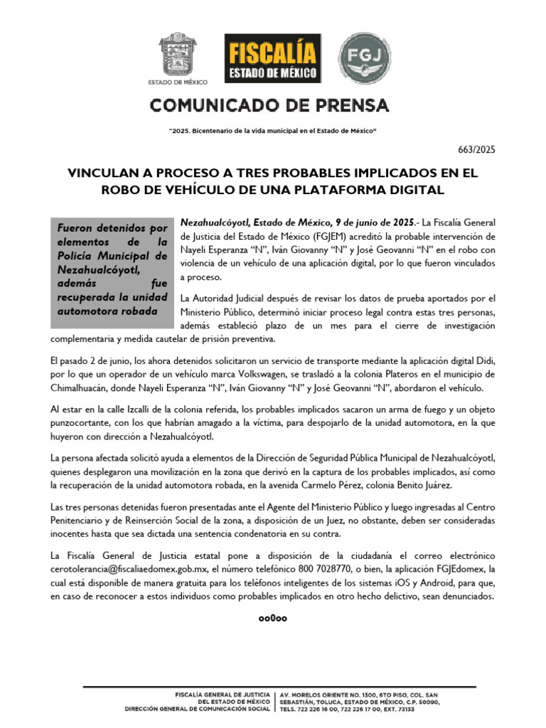 Comunicado 663 | PDF | Estado (política) | Crímenes