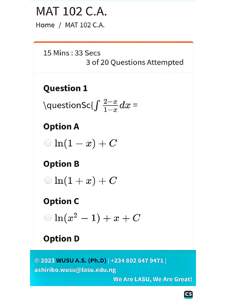 Mat102 Test Questions | PDF