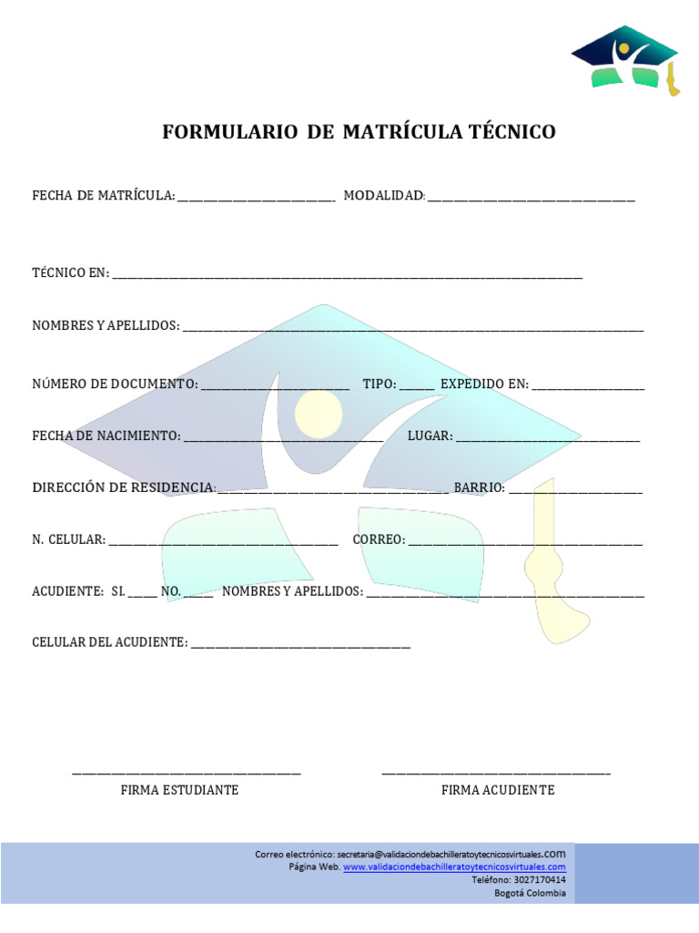 Formulario Matricula Tecnicos 2025 | PDF