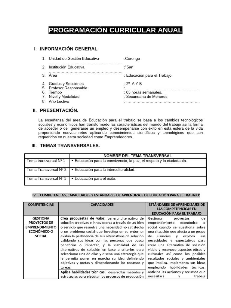 Programación EPT 2° | PDF | Iniciativa empresarial | Evaluación