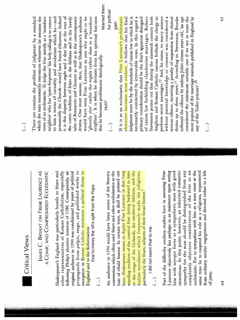 Anna Sharpee - Critical Essay - On The Friar As A Comic and Compromised ...
