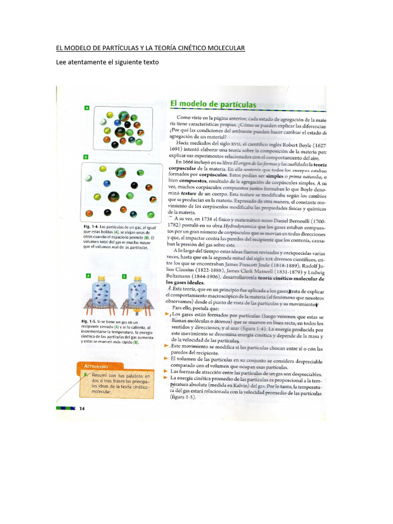 El Modelo de Partículas y La Teoría Cinético Molecular | PDF