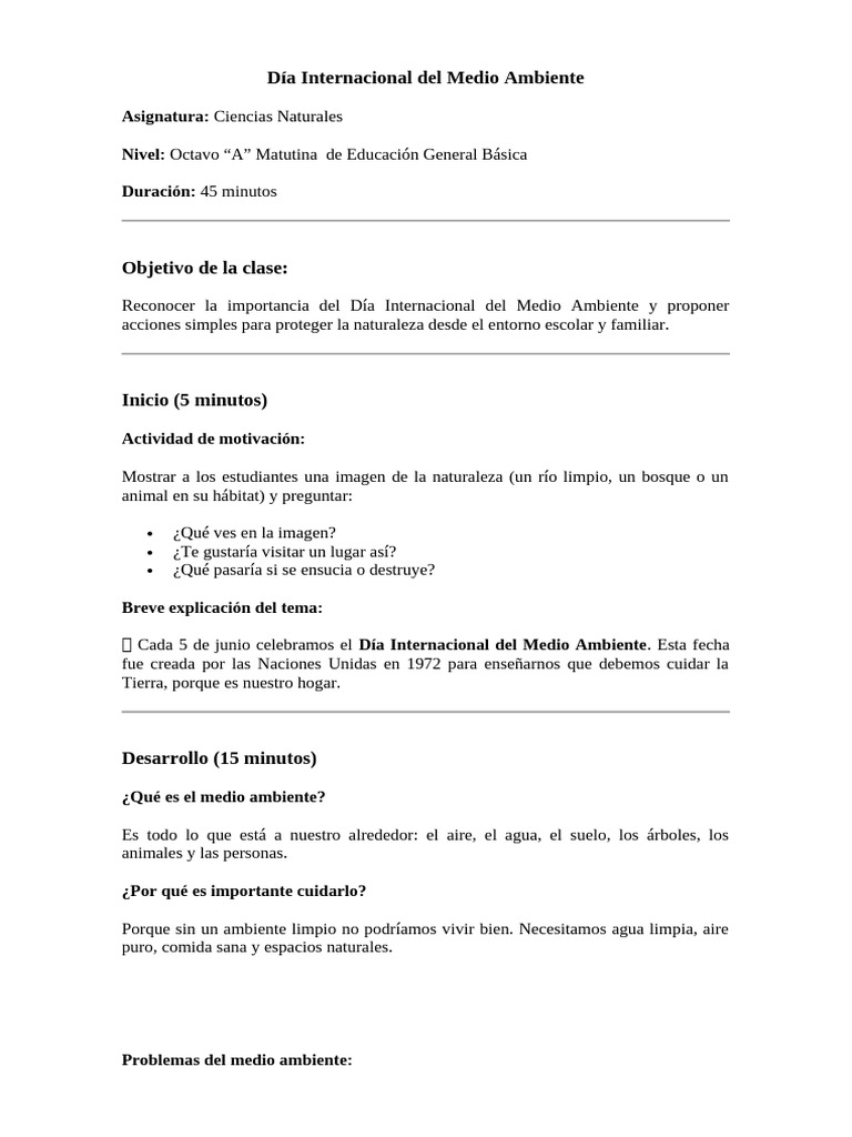 Día Internacional Del Medio Ambiente | PDF