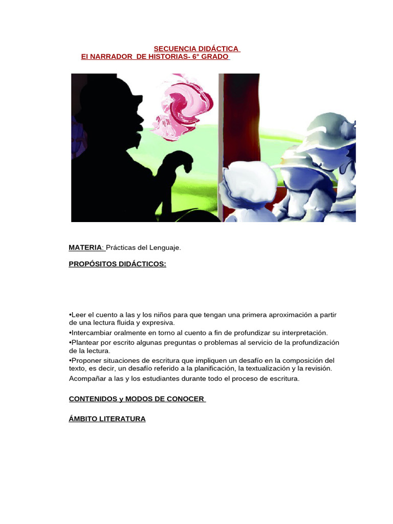 Adap El Narrador de Historia 6to Cielo | PDF | Cuentos | Autor