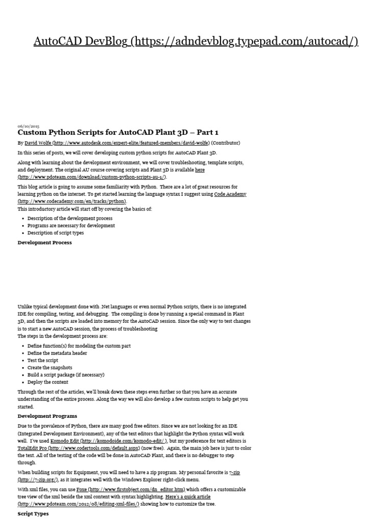 Custom Python Scripts for AutoCAD Plant 3D | PDF | Integrated Development Environment | Computing