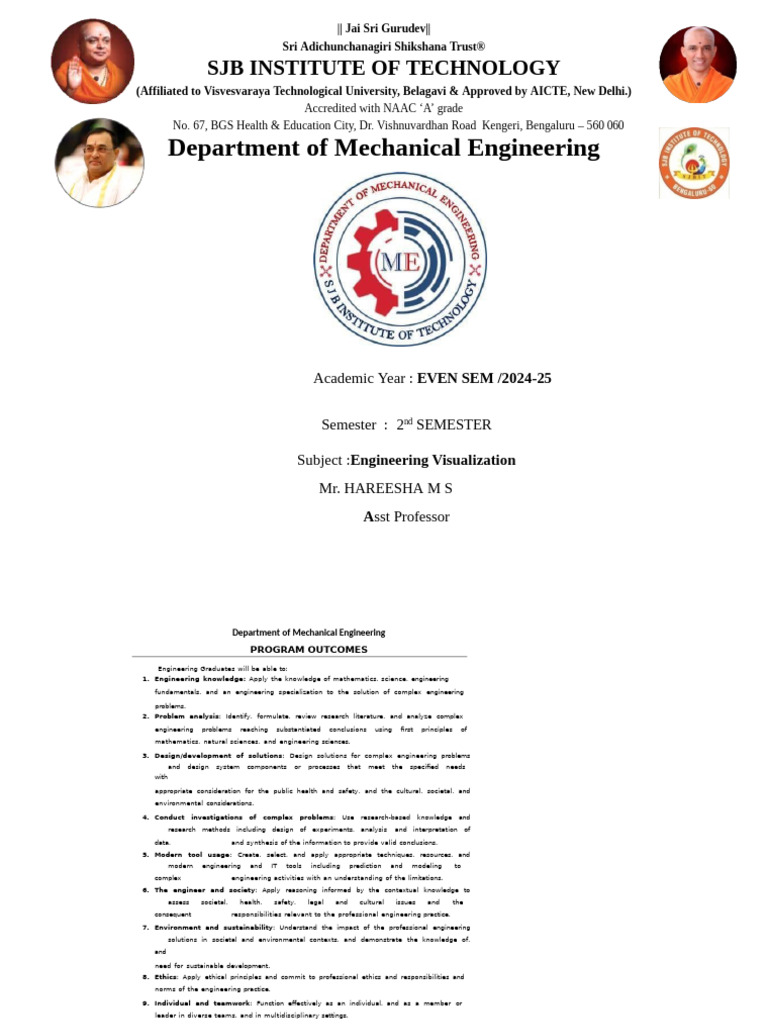 Department of Mechanical Engineering: SJB Institute of Technology | PDF | Engineering | Knowledge