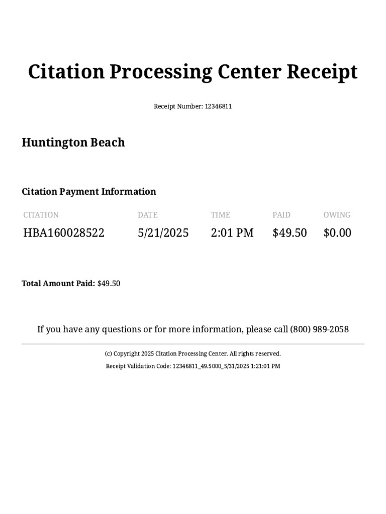 Agency Citation CitationPaymentReceipt - Aspx Receiptnumber 12346811 ...