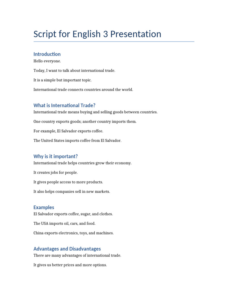 English Presentation Script | PDF