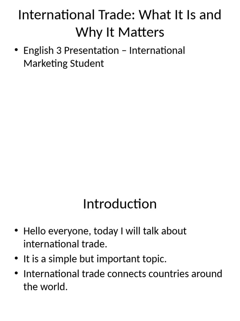 International Trade Presentation | PDF