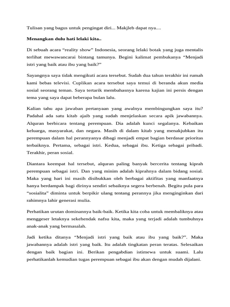 Tulisan Yang Bagus Untuk Pengingat Diri | PDF