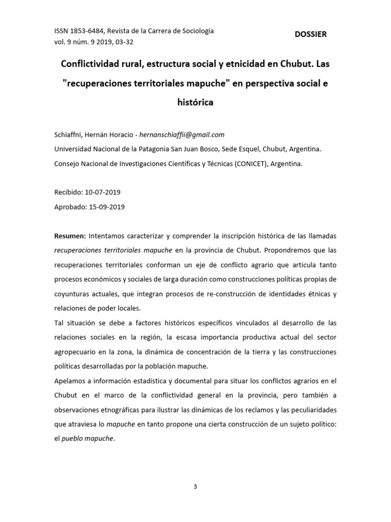 Conflictividad Rural, Estructura Social y Etnicidad en Chubut | PDF