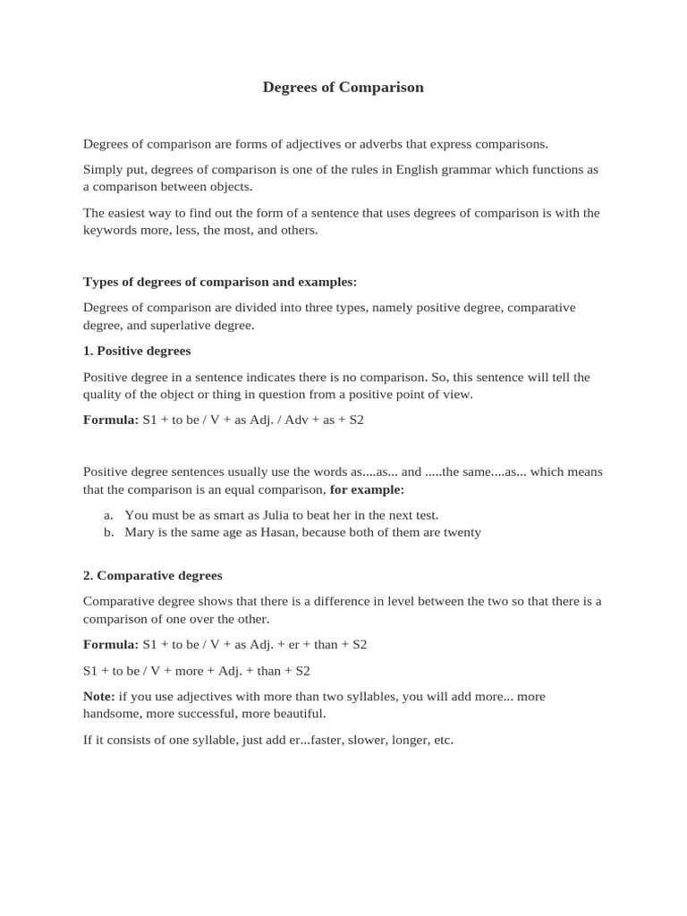 Understanding Degrees of Comparison | PDF