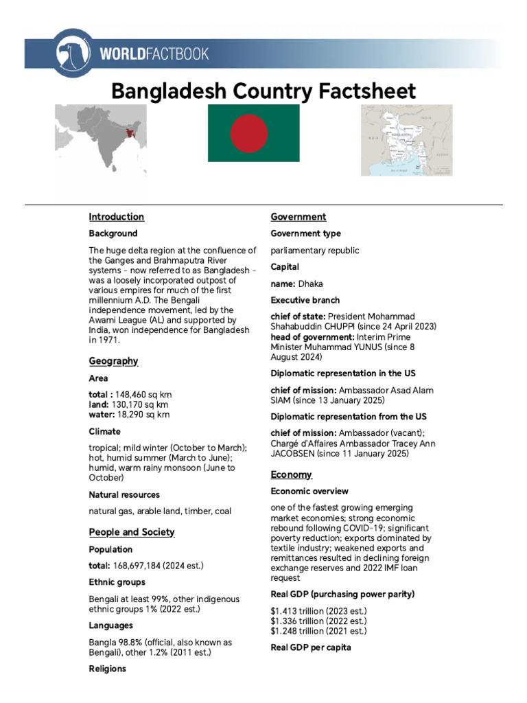 Bangladesh Factsheet - The World Factbook | PDF | Bangladesh | Textiles