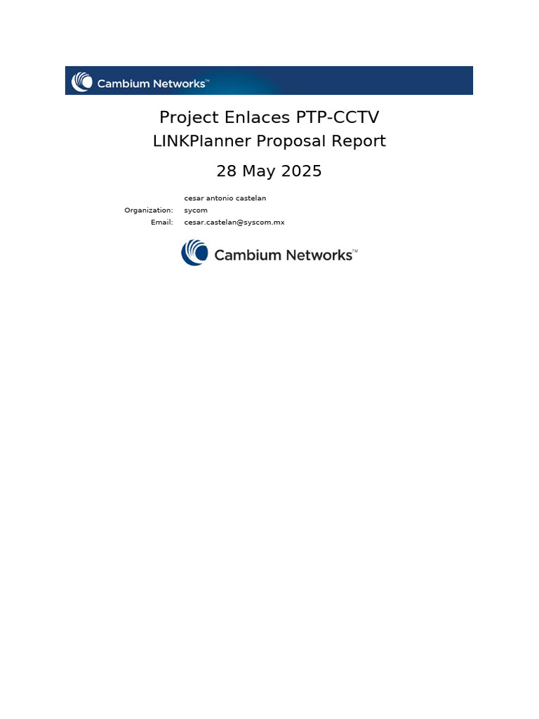 Enlaces PTP-CCTV Proposal Report | PDF | Antenna (Radio) | Wireless