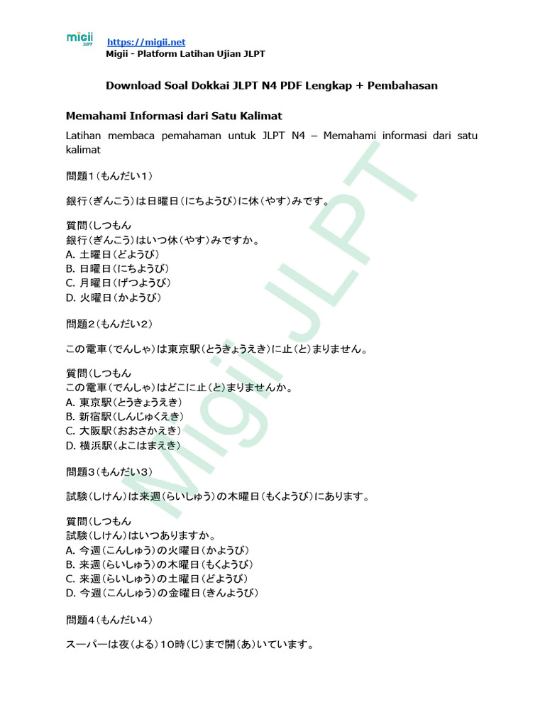 (Material) Dokkai JLPT n4 - 2 | PDF