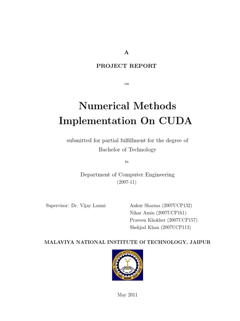 Numerical Methods Implementation On CUDA | PDF | Parallel Computing | Thread (Computing)