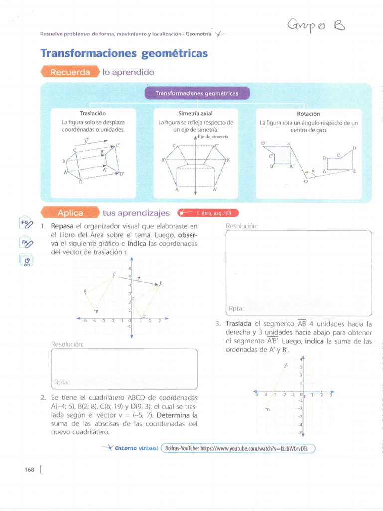Transformaciones Geometricas Ficha Actividdaes B | PDF