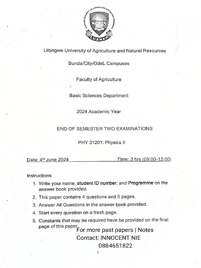 Phy 31201 - End Exams-1 | PDF