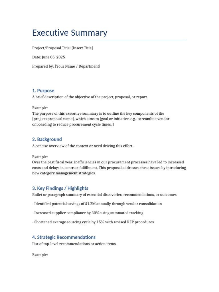 Executive Summary Template | PDF