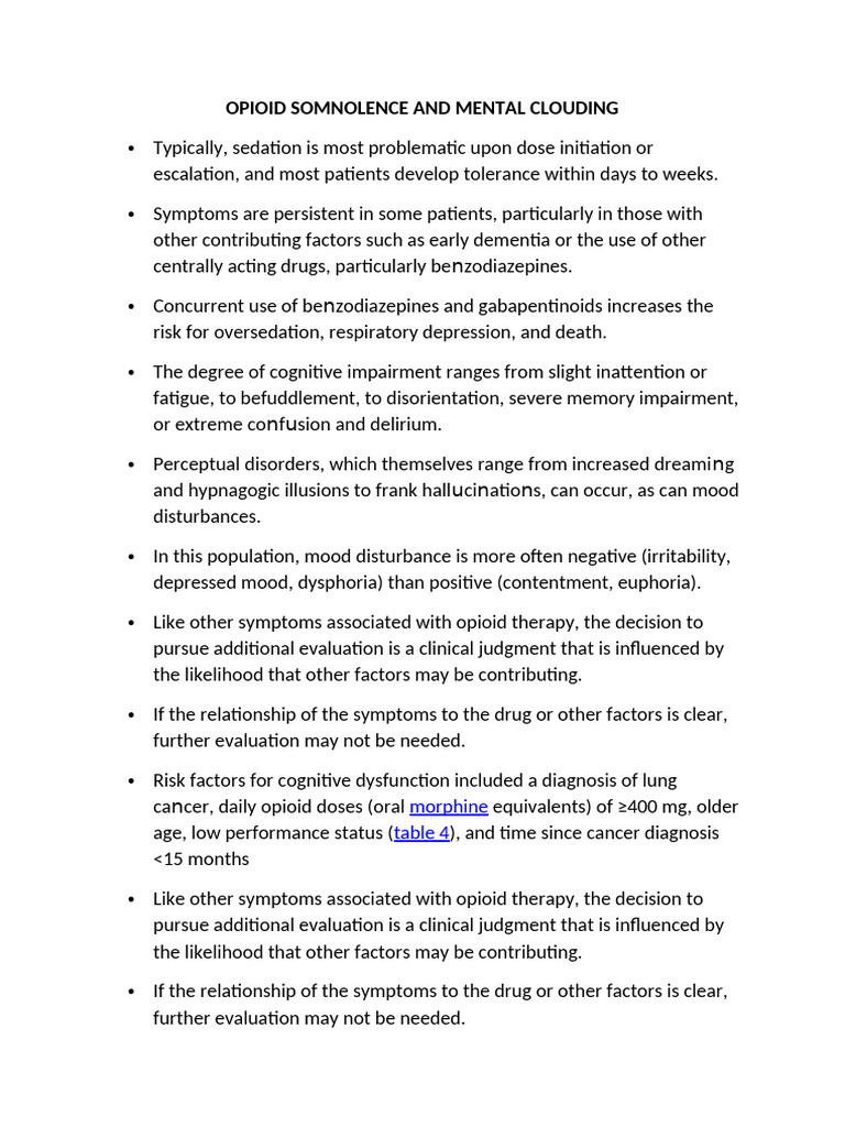 OPIOID SOMNOLENCE AND MENTAL CLOUDING | PDF