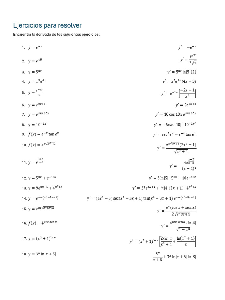 Derivadas de Funciones Exponenciales | PDF