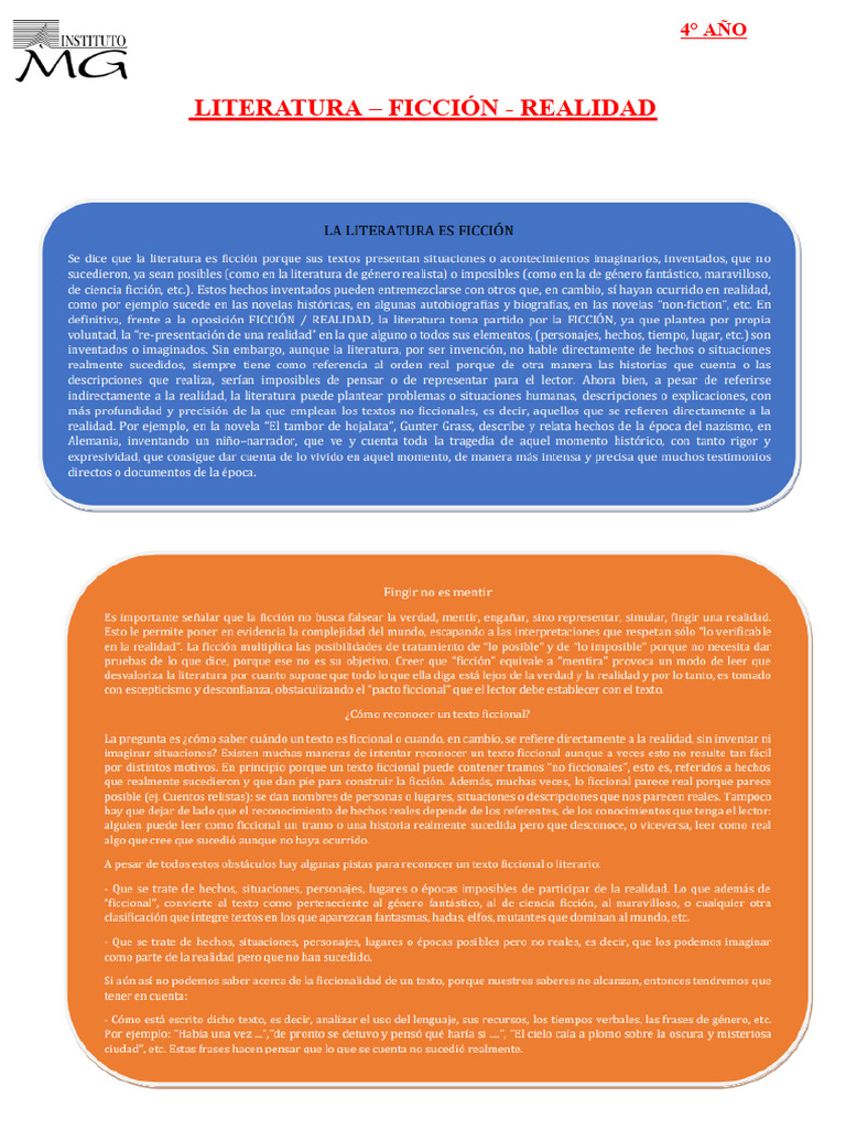 2025 - 4 - A-O - Literatura - Ficci-N - Realidad | PDF