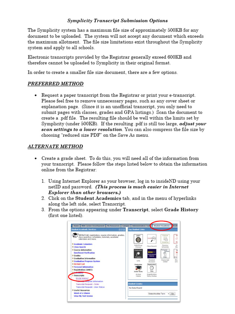 Symplicity Transcript Submission | PDF | Course Credit