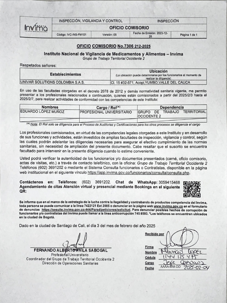 Empaque Vinagre Documentos Visita Invima FEB 2025 | PDF