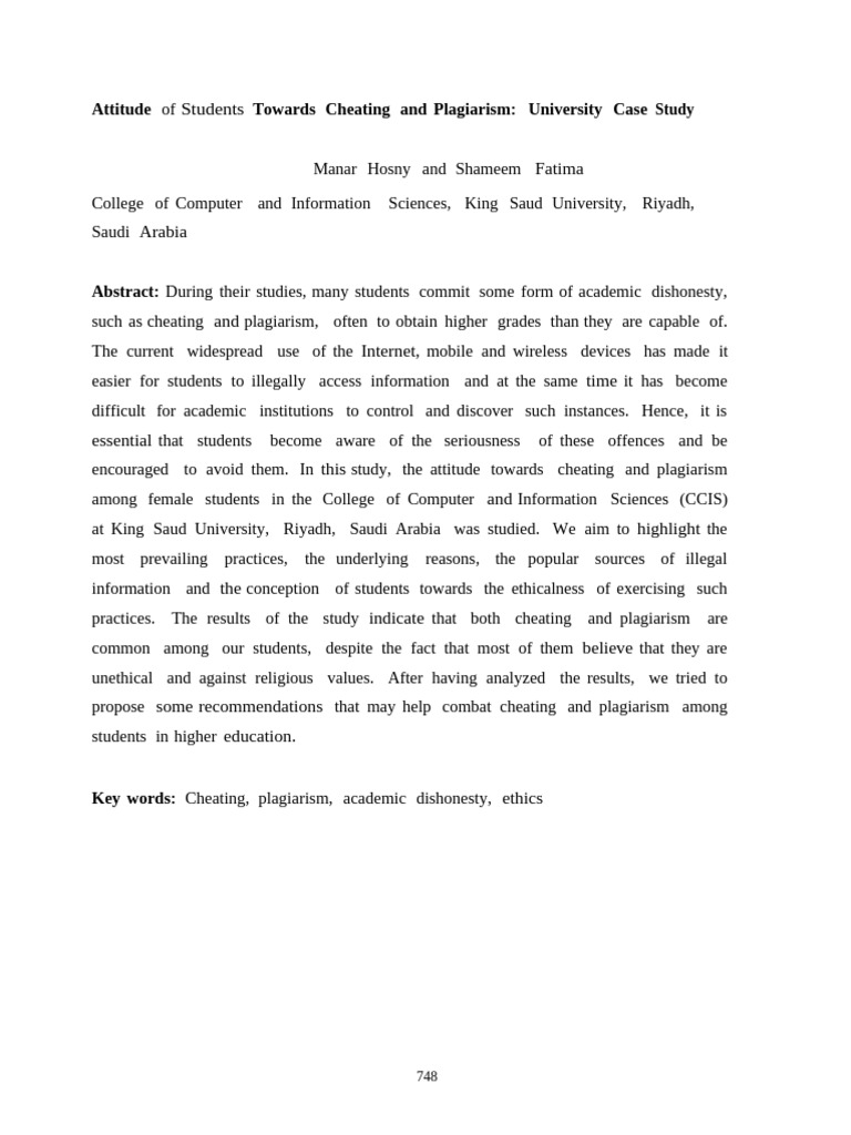Attitudes of Students Towards Cheating | PDF | Plagiarism | Academic Dishonesty